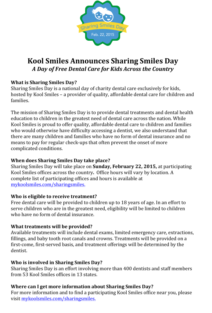 Kool Smiles Announces Sharing Smiles Day - City of Hattiesburg