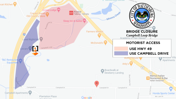 Campbell Loop Bridge to Close Immediately - City of Hattiesburg