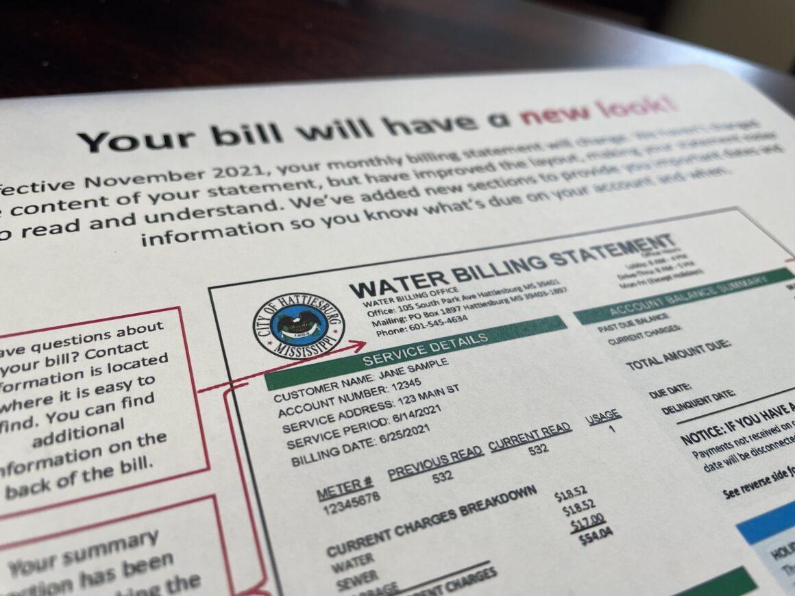 City of Hattiesburg Water Customers See New Bill Design in November ...
